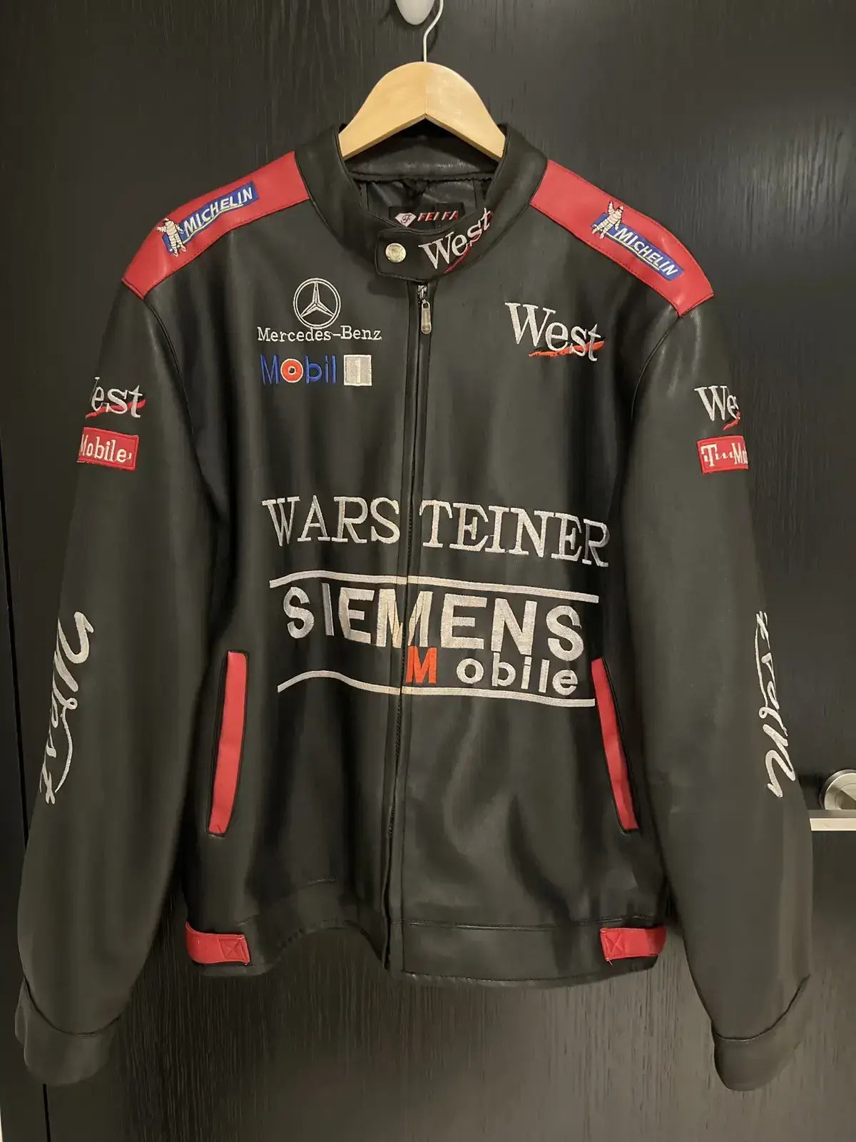 Buy Mercedes F1 Black Leather Jacket – rfxleather.com